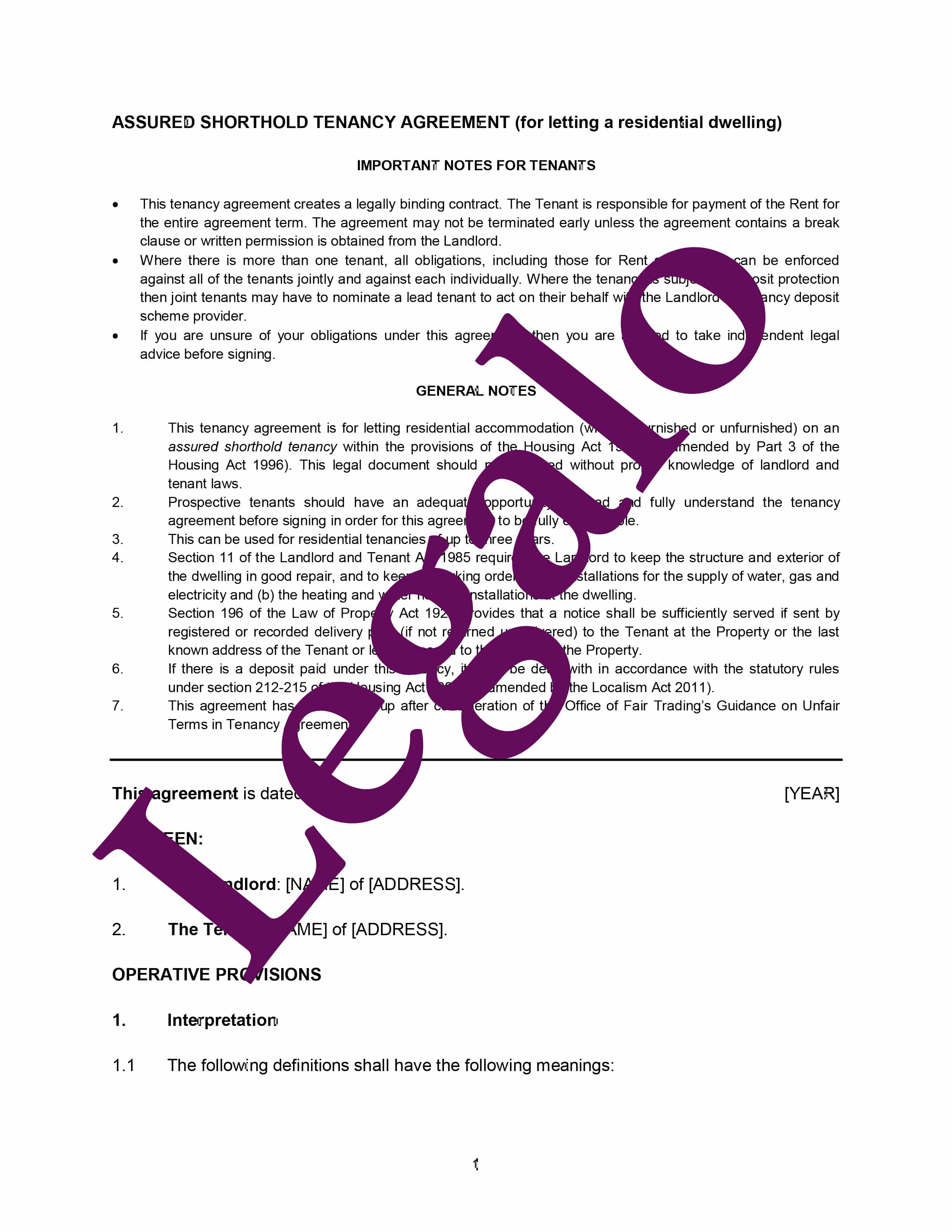 Assured Shorthold Tenancy Agreement Uk Template HQ Template Documents