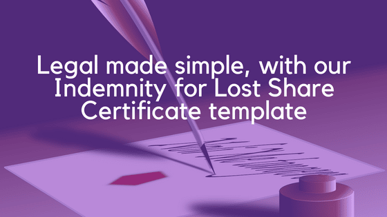Indemnity for Lost Share Certificate - document template - Legalo, UK